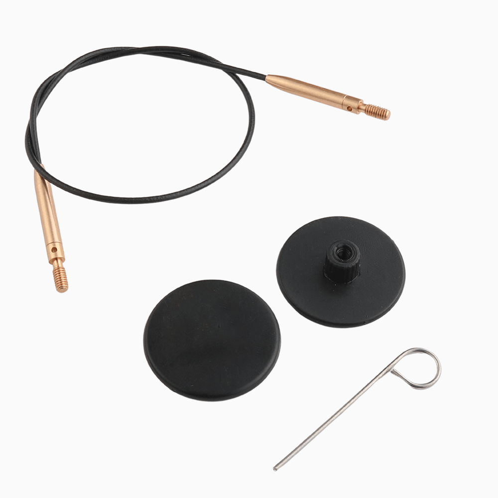 KnitPro | Black Nylon Coated Stainless Steel 360º Swivel Cables with M ...