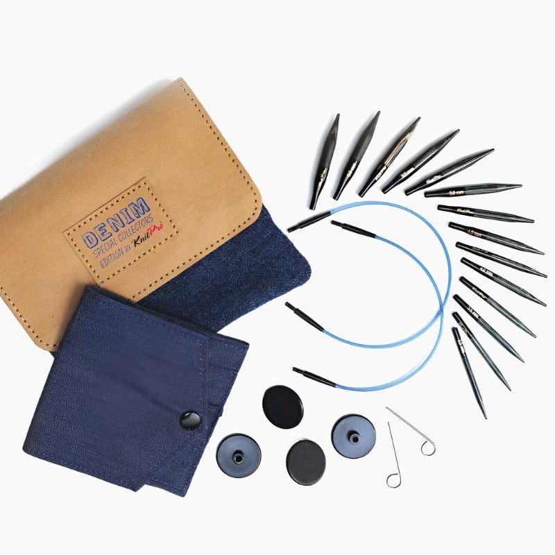 KnitPro | Indigo Wood | Mini 5cm Interchangeable Knitting Needle Set